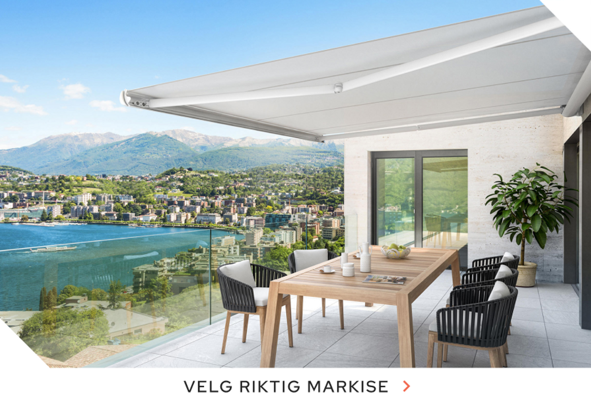 Terrassemarkiser produsert etter dine mål og fargevalg